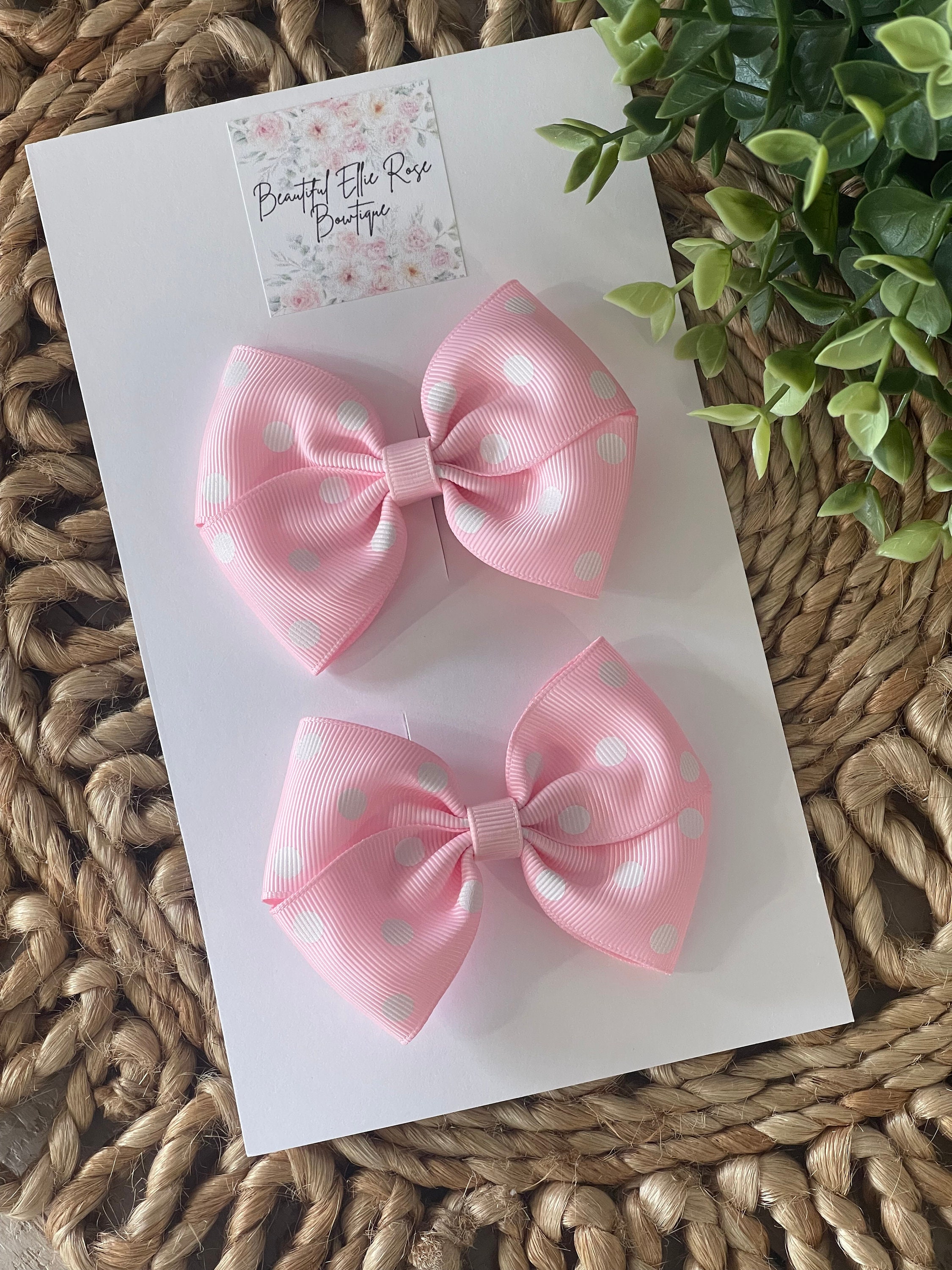 Light Pink Polka Dot Hair Bows, Pink Polka Dots Toddler Bows, Spring ...