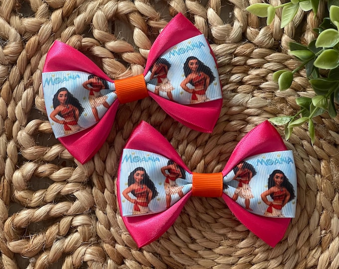 Moana Hair Bows, Moana Inspired Pigtail Bows, Moana Hair Bow for Girls ...