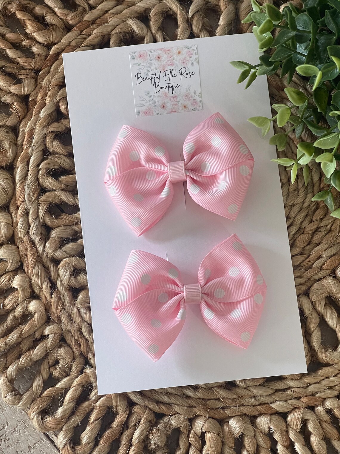Light Pink Polka Dot Hair Bows, Pink Polka Dots Toddler Bows, Spring ...