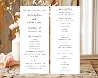 Wedding Program Template, Rustic Wedding Ceremony Program, Canva Editable Template - Etsy