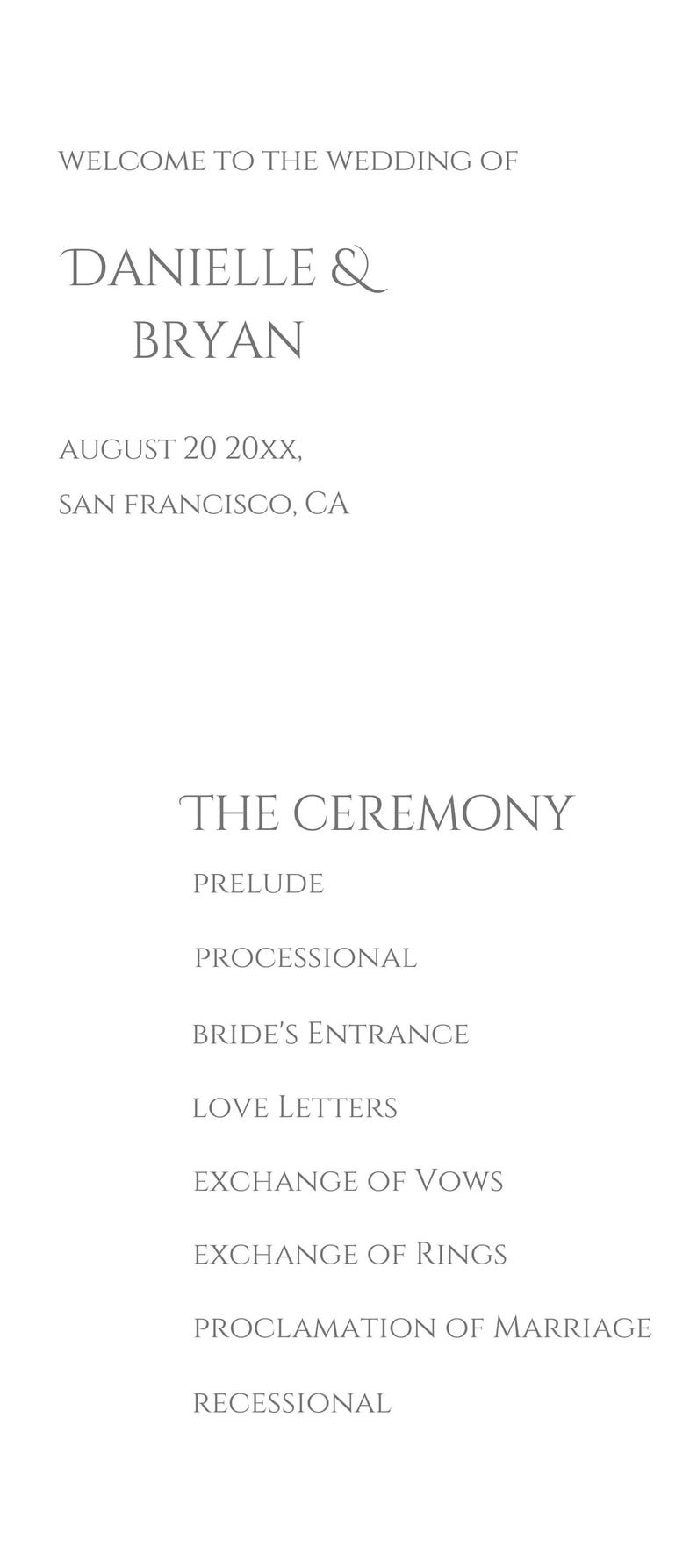 Editable Wedding Program Template, Wedding Ceremony Program Template ...