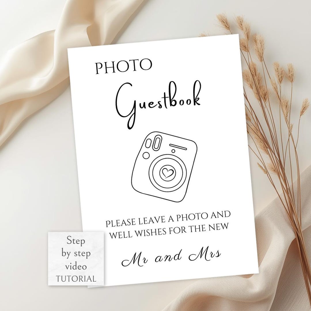 Photo Guest Book Sign Template, Minimalist Photo Guest Book Sign ...
