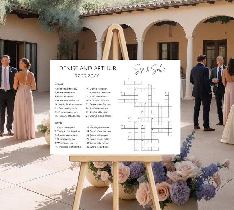 Reception Crossword Puzzle for Guests, Wedding Crossword Canva Template ...