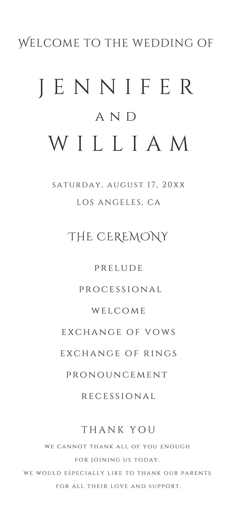 Modern Wedding Program Template, Wedding Ceremony Program Template ...