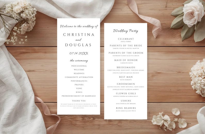 Wedding Program Template Edit With Canva, Editable Wedding Program Template, Ceremony Wedding ...