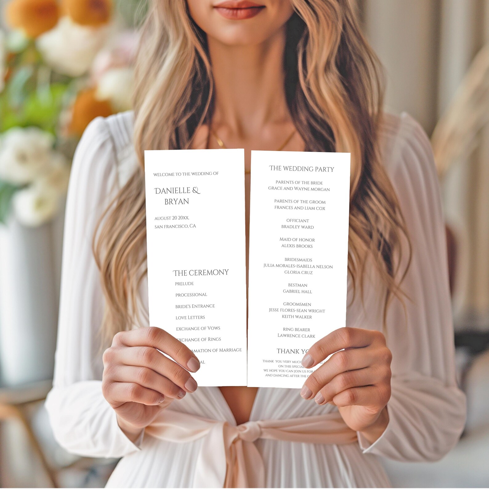Editable Wedding Program Template, Wedding Ceremony Program Template, Minimalist Wedding Program ...