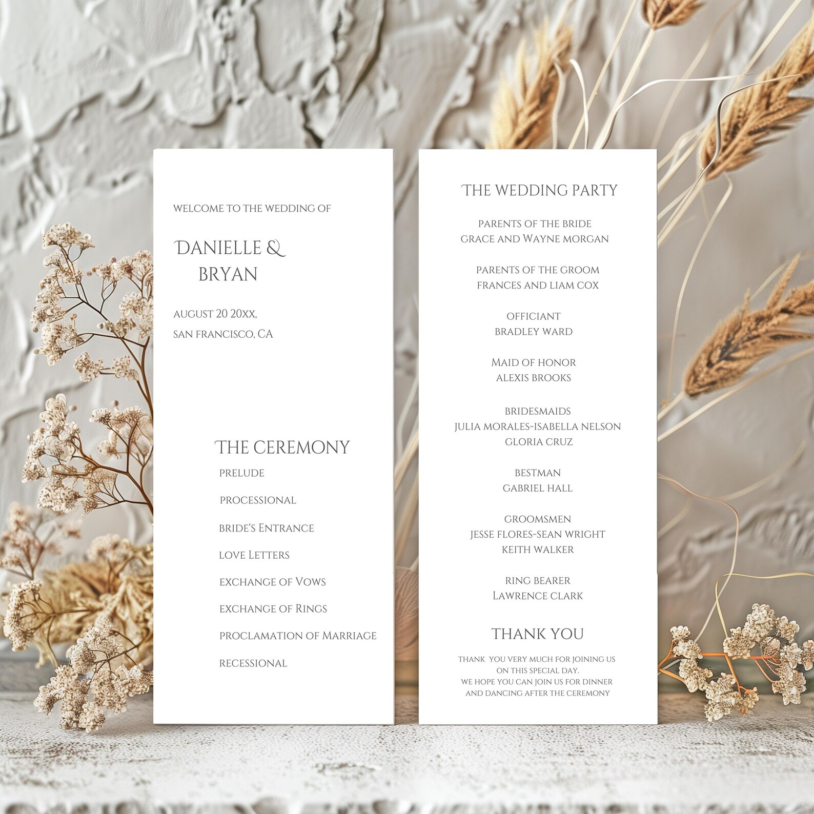 Editable Wedding Program Template, Wedding Ceremony Program Template ...