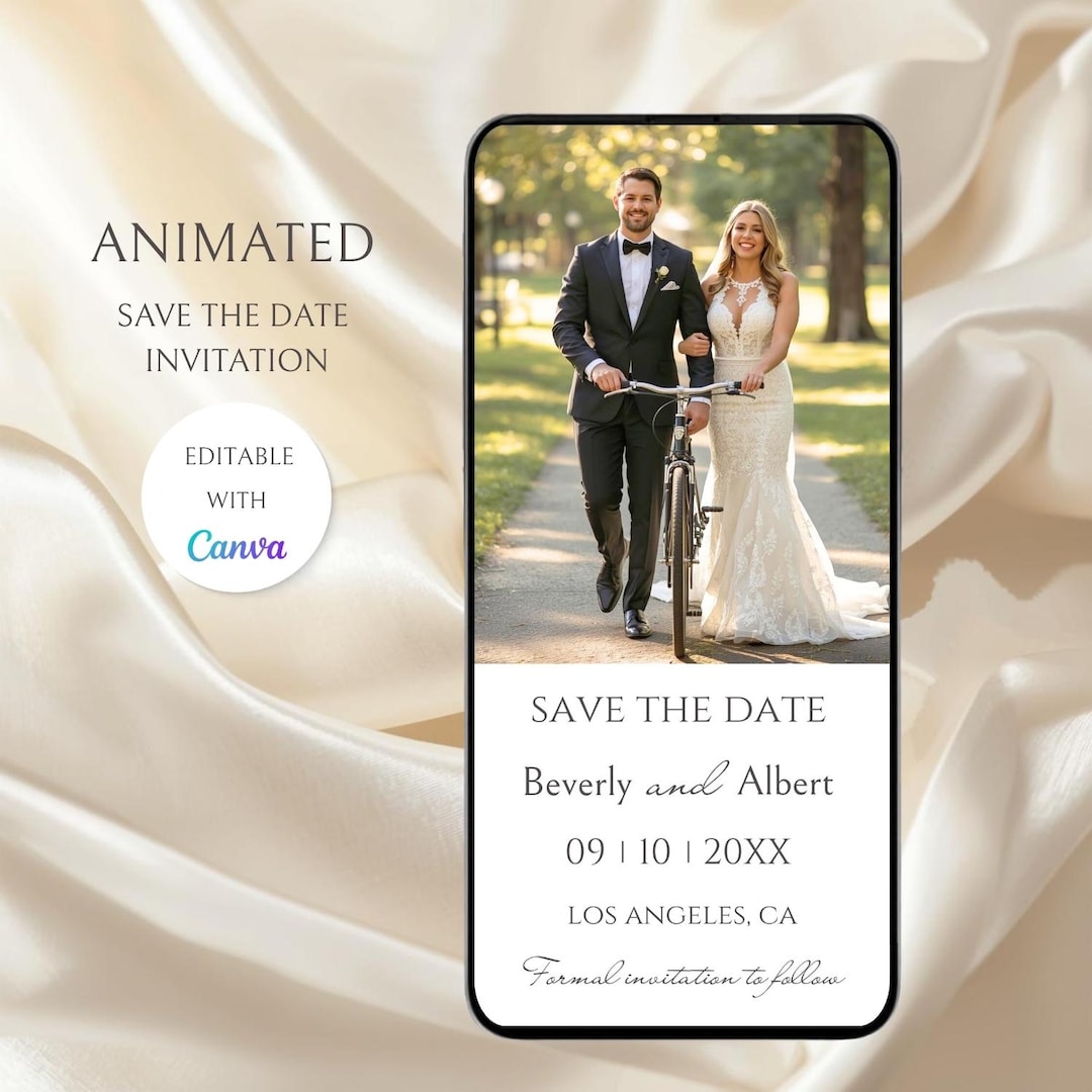 Digital Save the Date, Animated Save the Date Invitation, Elegant Save ...