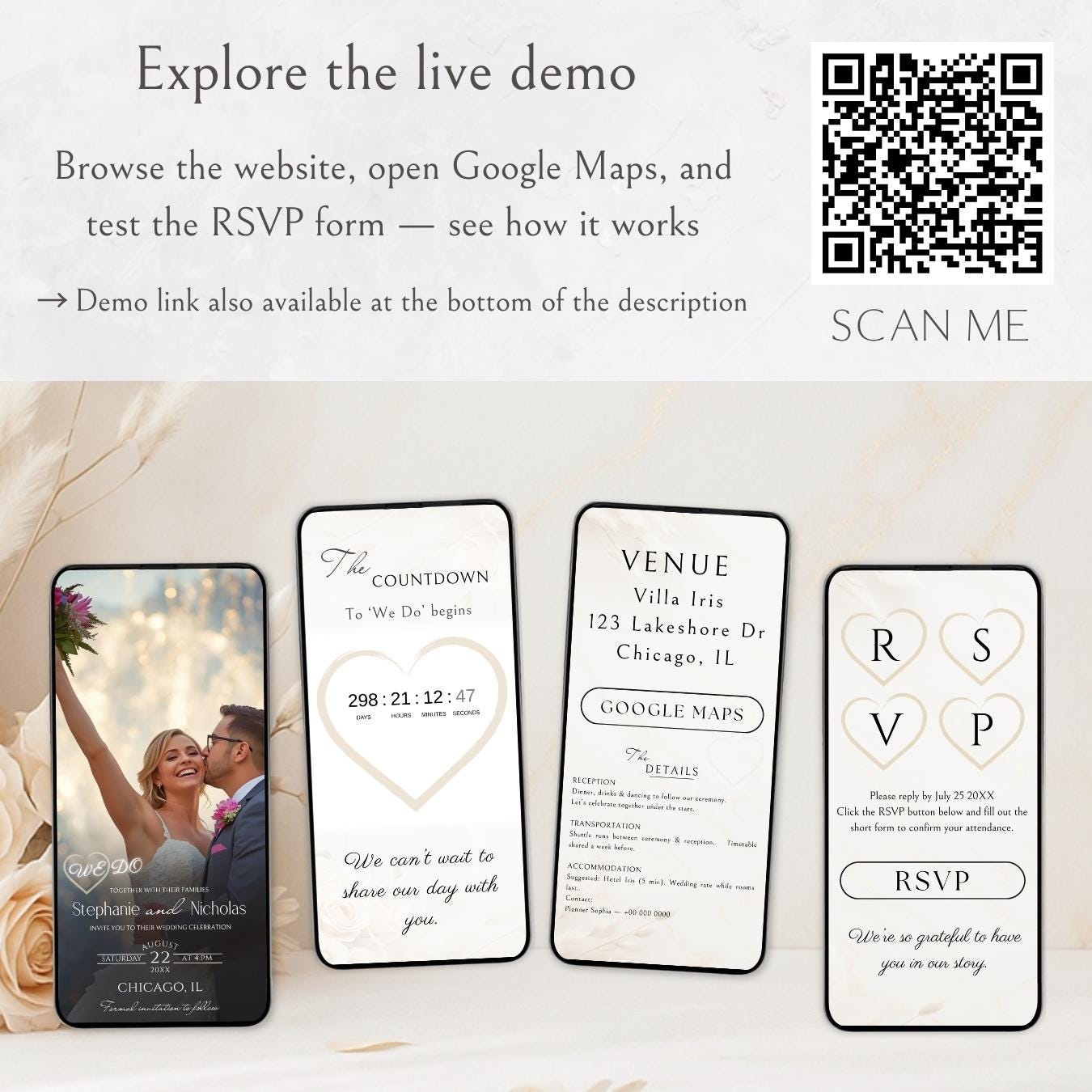 Wedding Website Template Canva, Wedding Invitation With RSVP Tracking ...