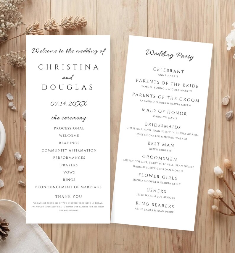 Wedding Program Template Edit With Canva, Editable Wedding Program ...