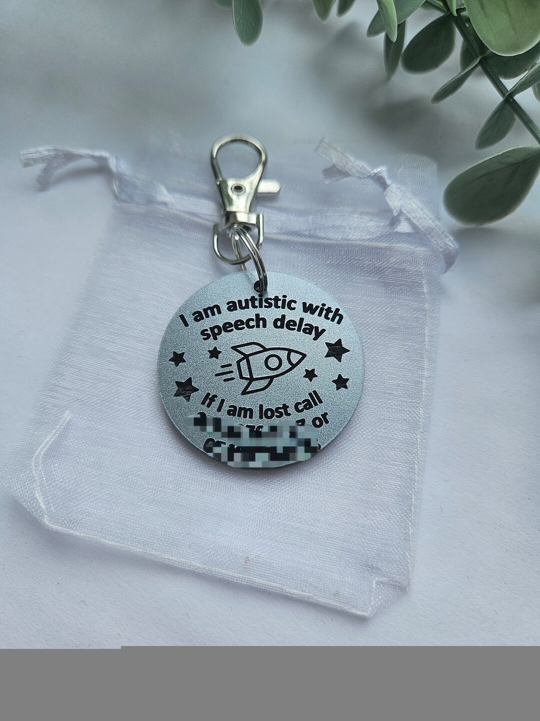 If Lost Contact Details Rocket Keyring/badge- Lost Child - Autistic ...