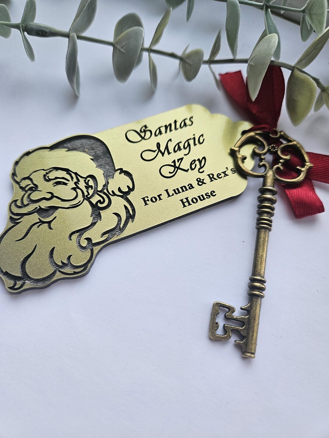 Personalized Santa's Magic Key, Engraved Gold Acrylic Tag, Christmas ...