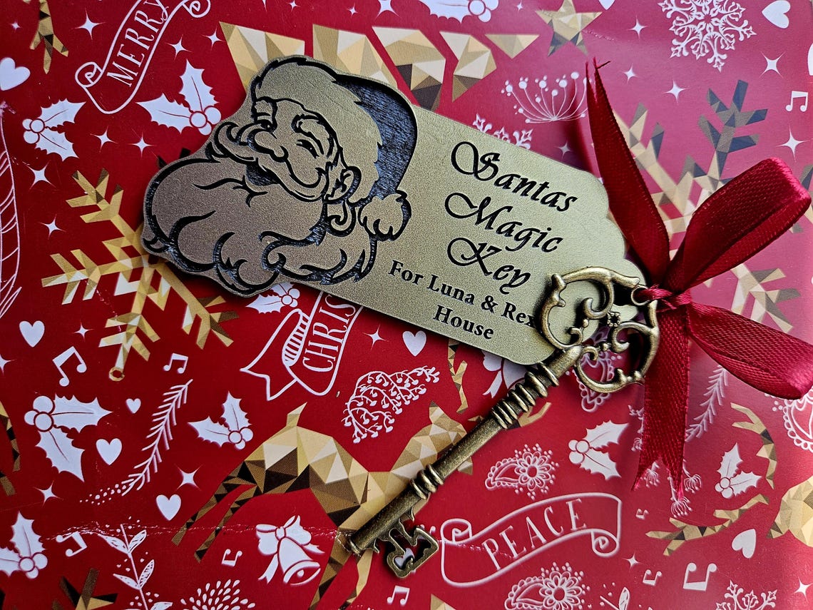 Personalized Santa's Magic Key, Engraved Gold Acrylic Tag, Christmas ...