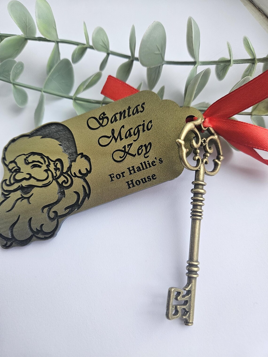 Personalized Santa's Magic Key, Engraved Gold Acrylic Tag, Christmas ...