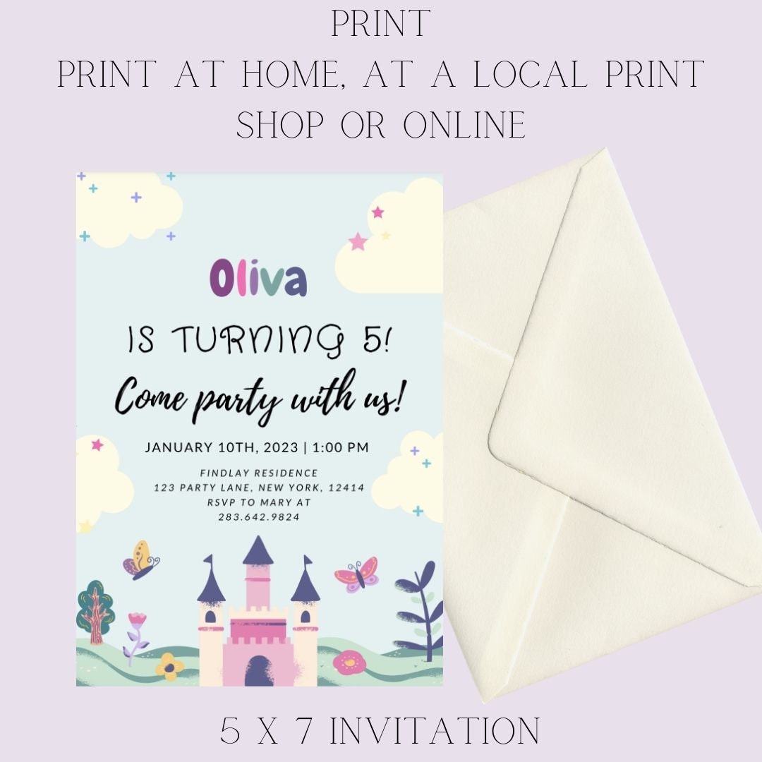 Editable Fairytale Princess Invitation Princess Themed Birthday ...