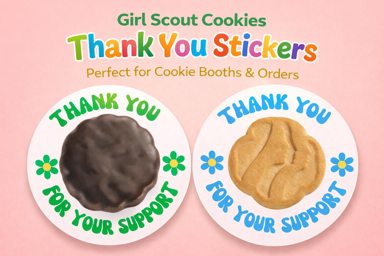 Girl Scout Cookies Thank You Stickers | Printable Cookie Booth Labels ...