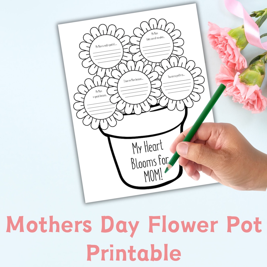 Mothers Day Flower Pot Printable - Etsy