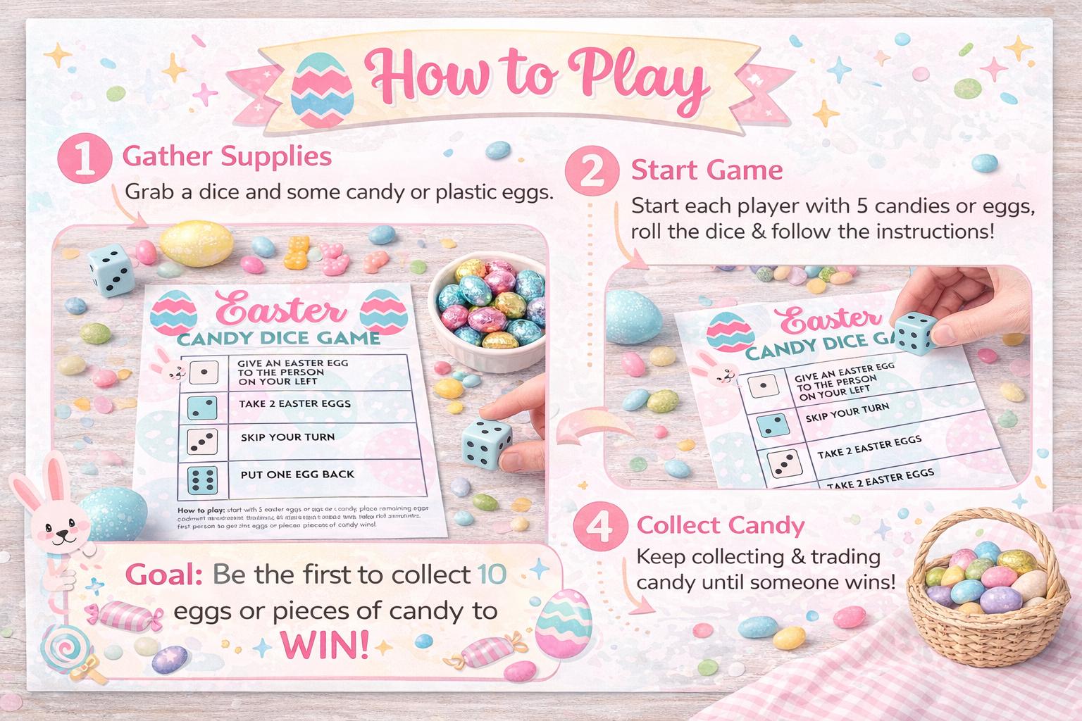 Easter Candy Dice Game, Kids Party Activity, Family Fun (printable) - Etsy