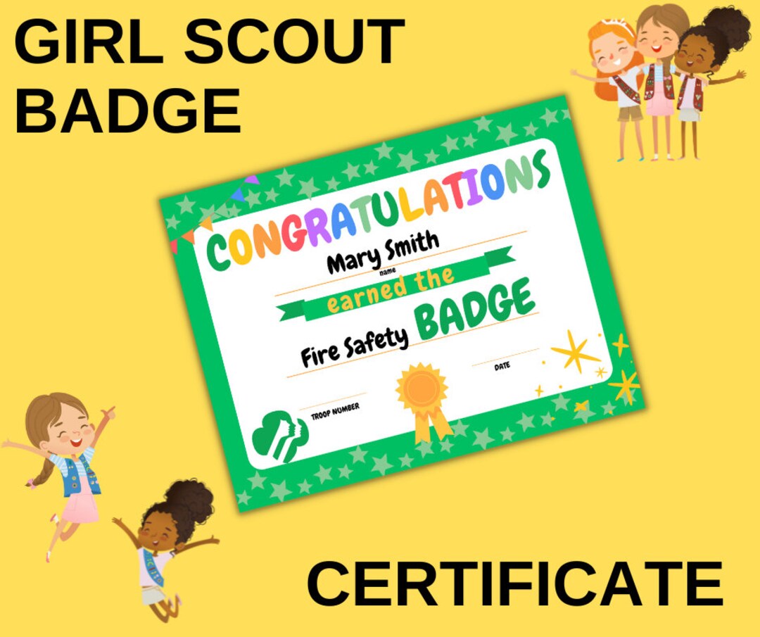 Girl Scout Badge Completion Certificate - Etsy