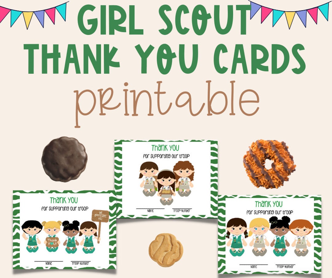 Girl Scout Cookie Thank You Cards | Printable Notes (cookie Booths ...