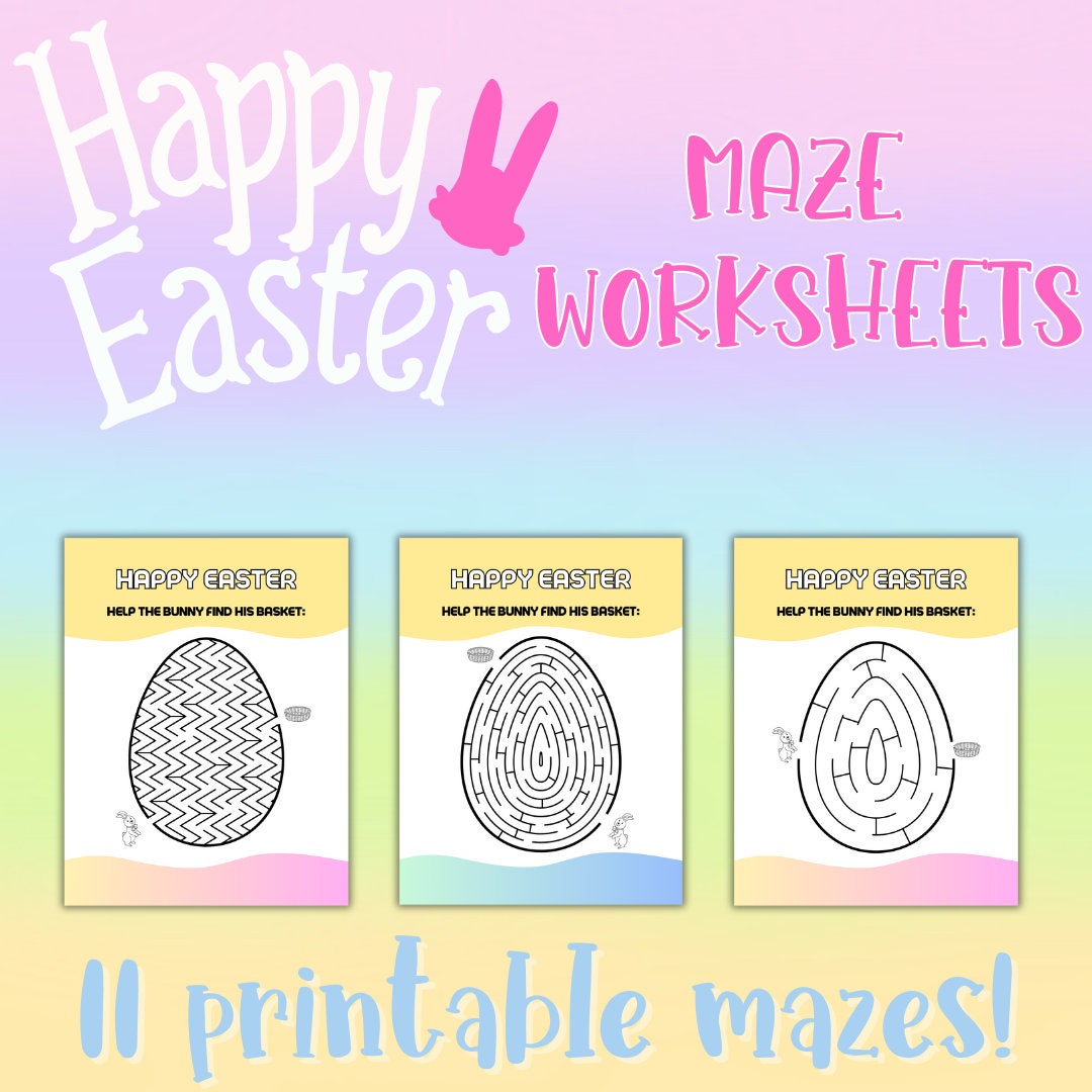 Printable Easter Maze Worksheet Bundle - Etsy