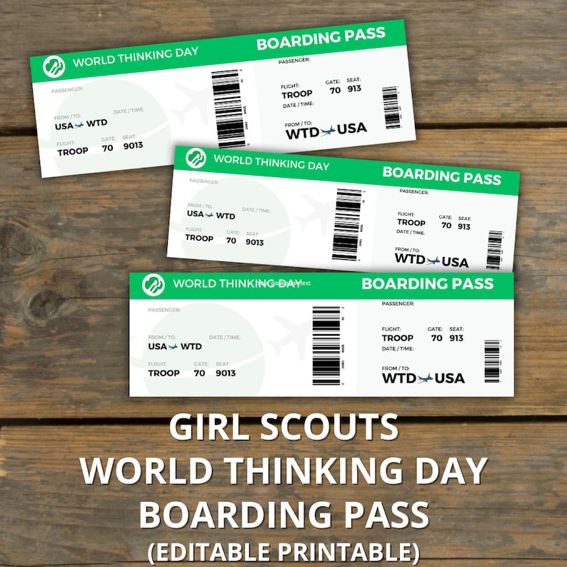 World Thinking Day Boarding Pass (editable Printable) - Etsy
