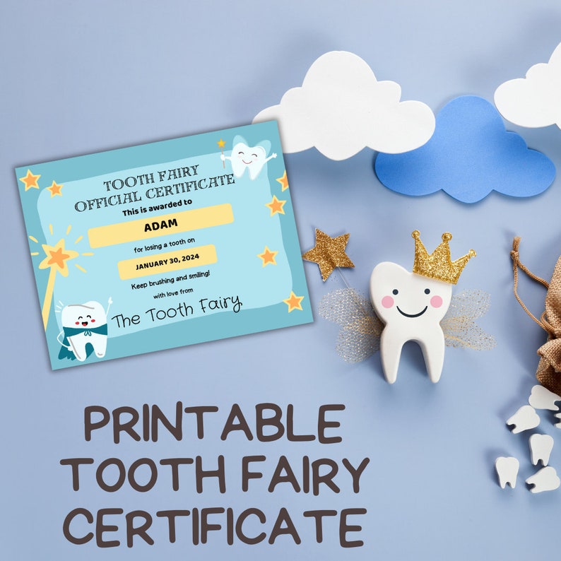 Printable Tooth Fairy Certificate for a Boy - Etsy