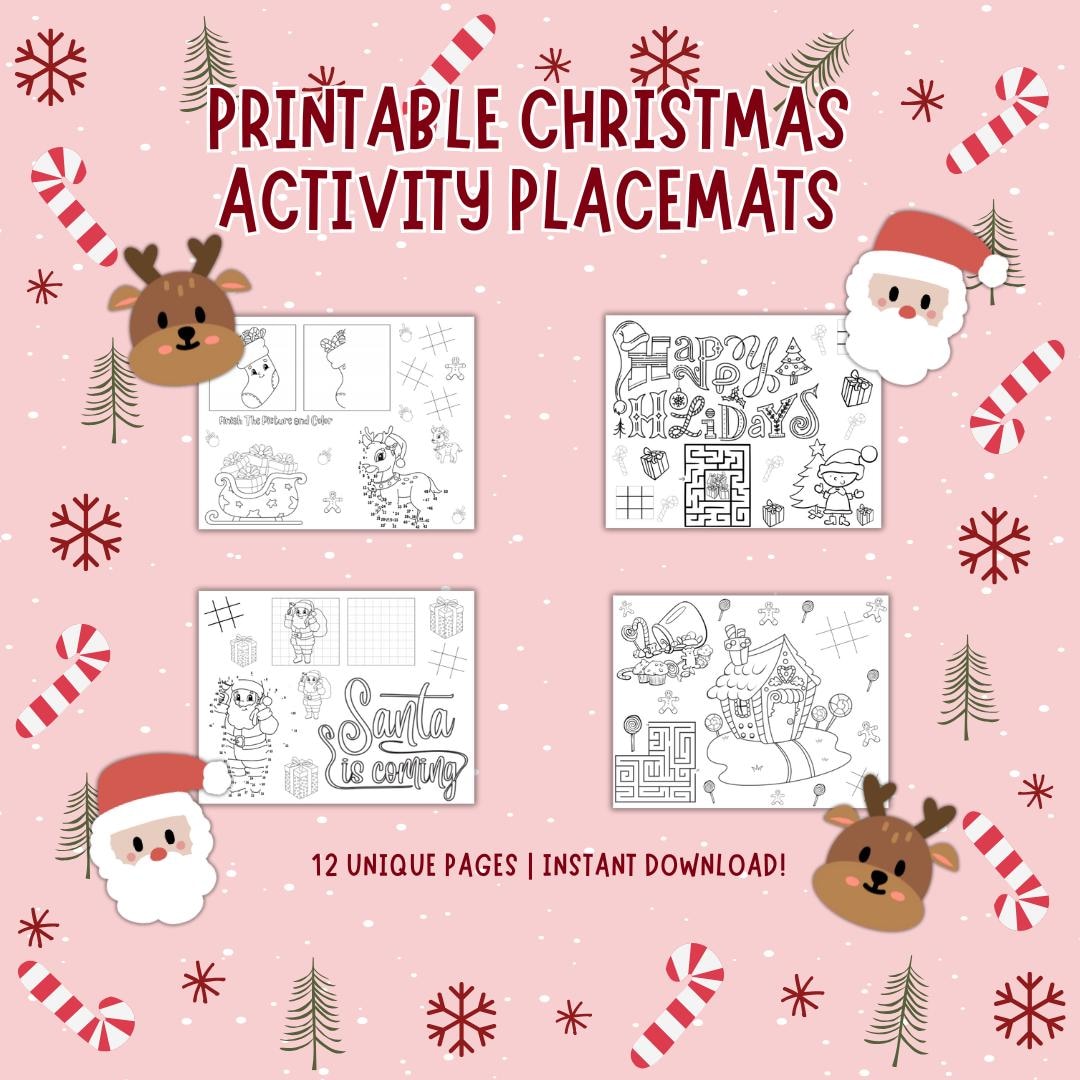 Printable Christmas Activity Placemats - Etsy