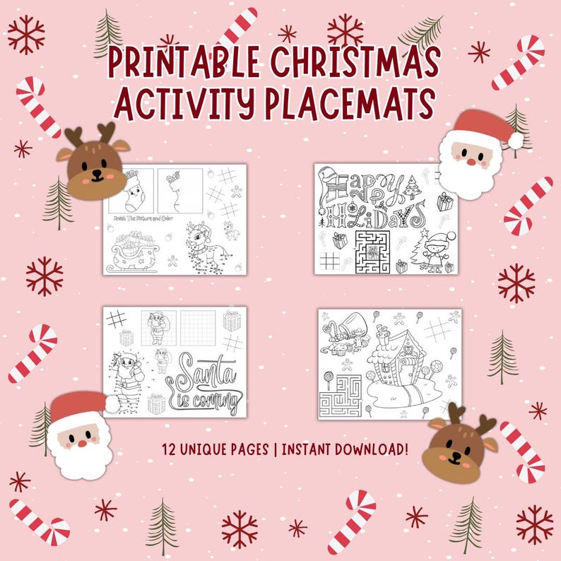 Printable Christmas Activity Placemats - Etsy