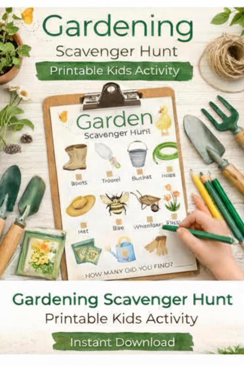Gardening Scavenger Hunt Printable - Kids Outdoor Activity - Nature ...