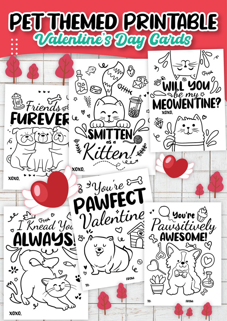 Pet Themed Printable Valentine's Day Cards - Etsy