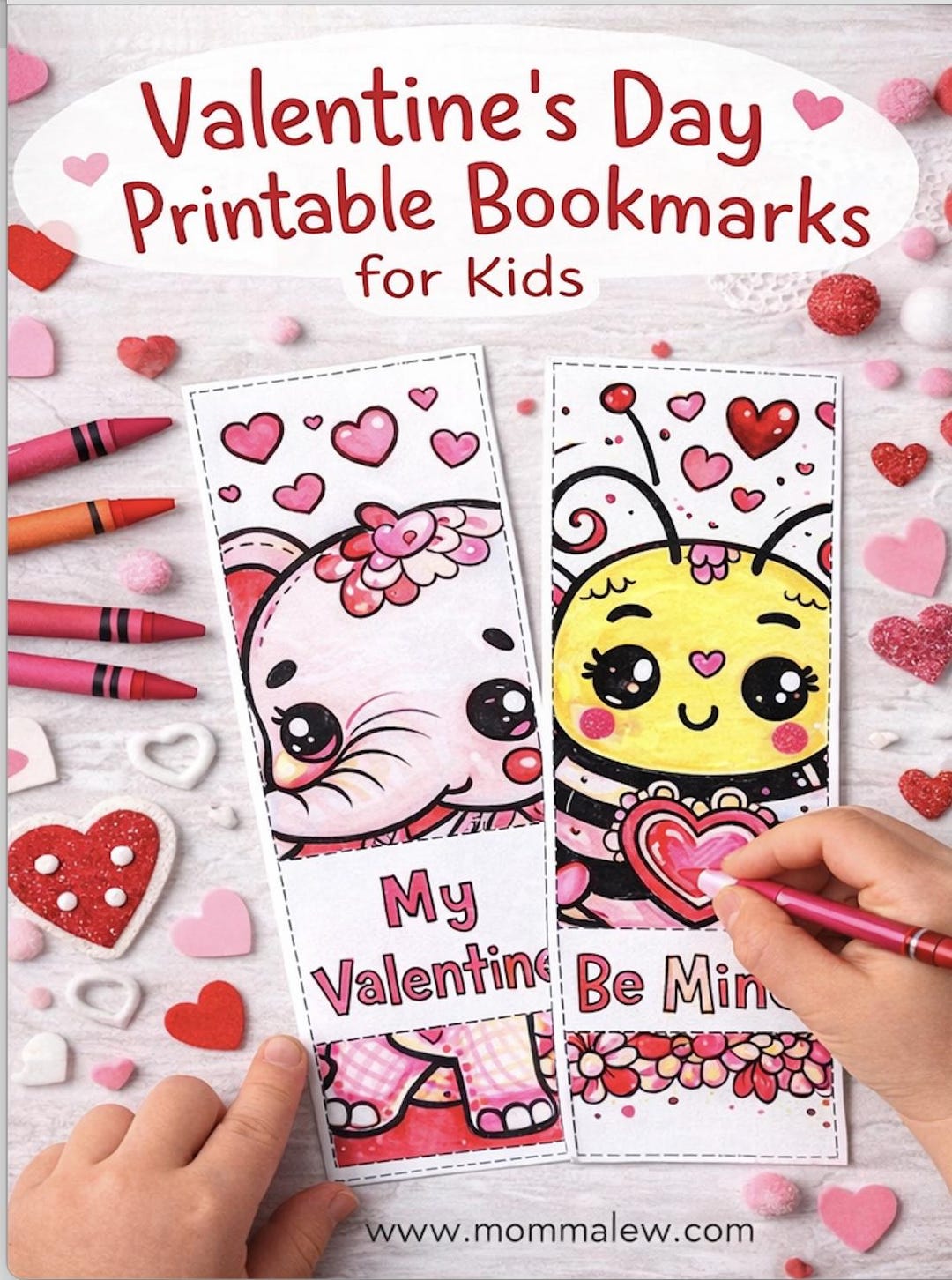 Valentine’s Day Bookmarks for Kids – Printable Coloring Bookmarks, Fun ...