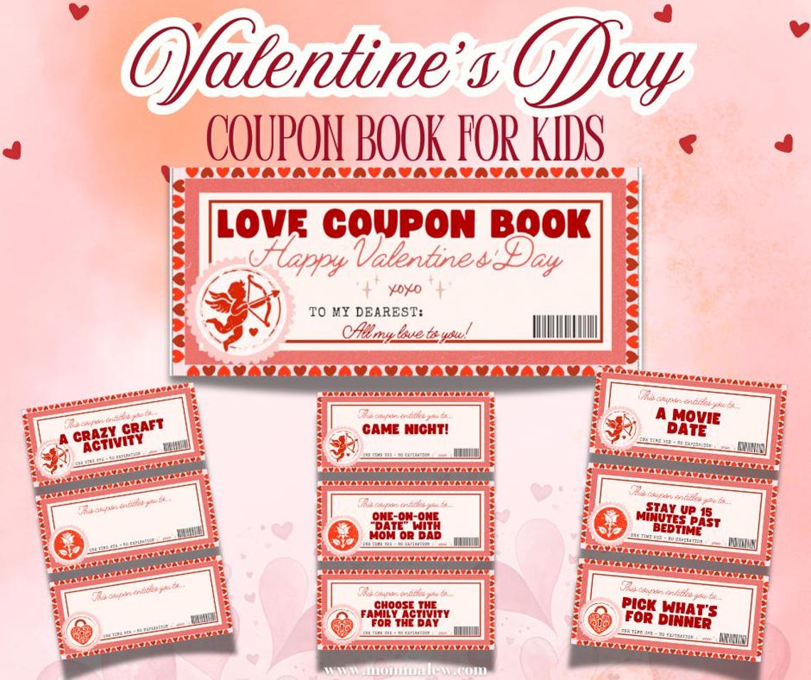 Valentine’s Day Coupon Book for Kids | Printable Gift - Etsy