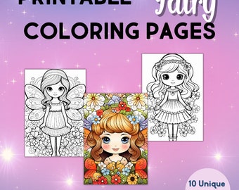 50 Fairy Coloring Pages, Coloring Book Digital - Etsy