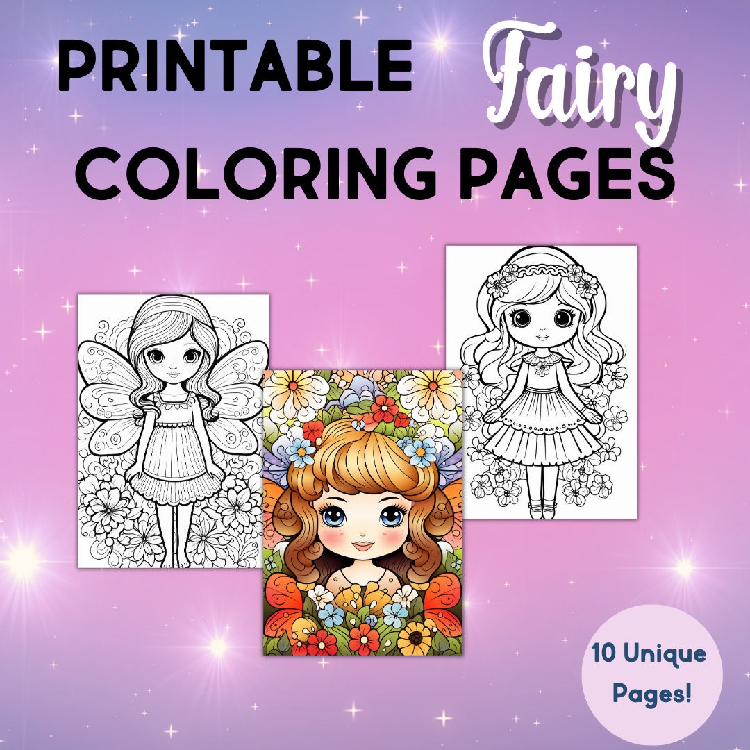 Magical Fairy Coloring Sheets - Etsy
