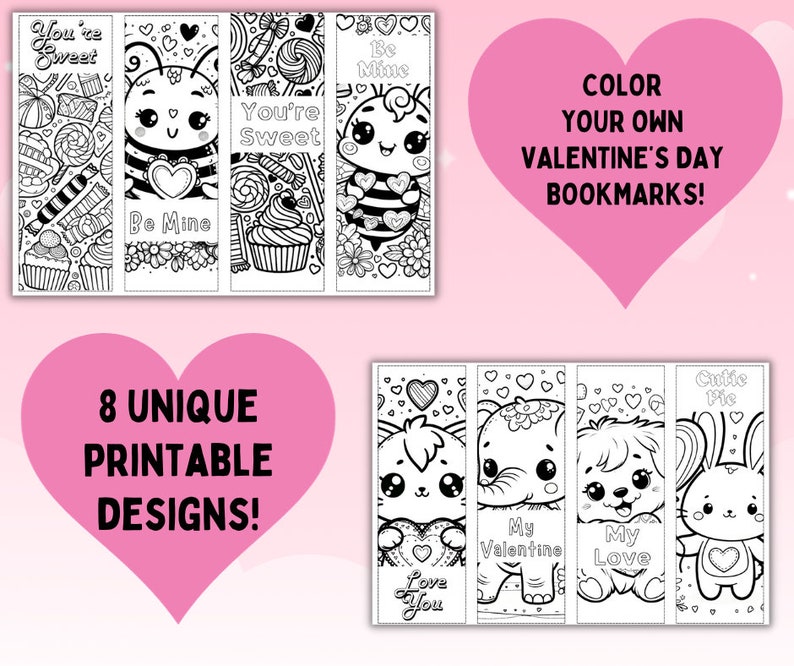Printable Valentine's Day Bookmarks - Etsy