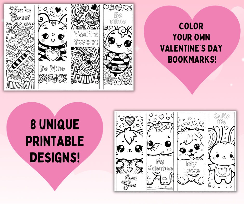 Printable Valentine's Day Bookmarks - Etsy