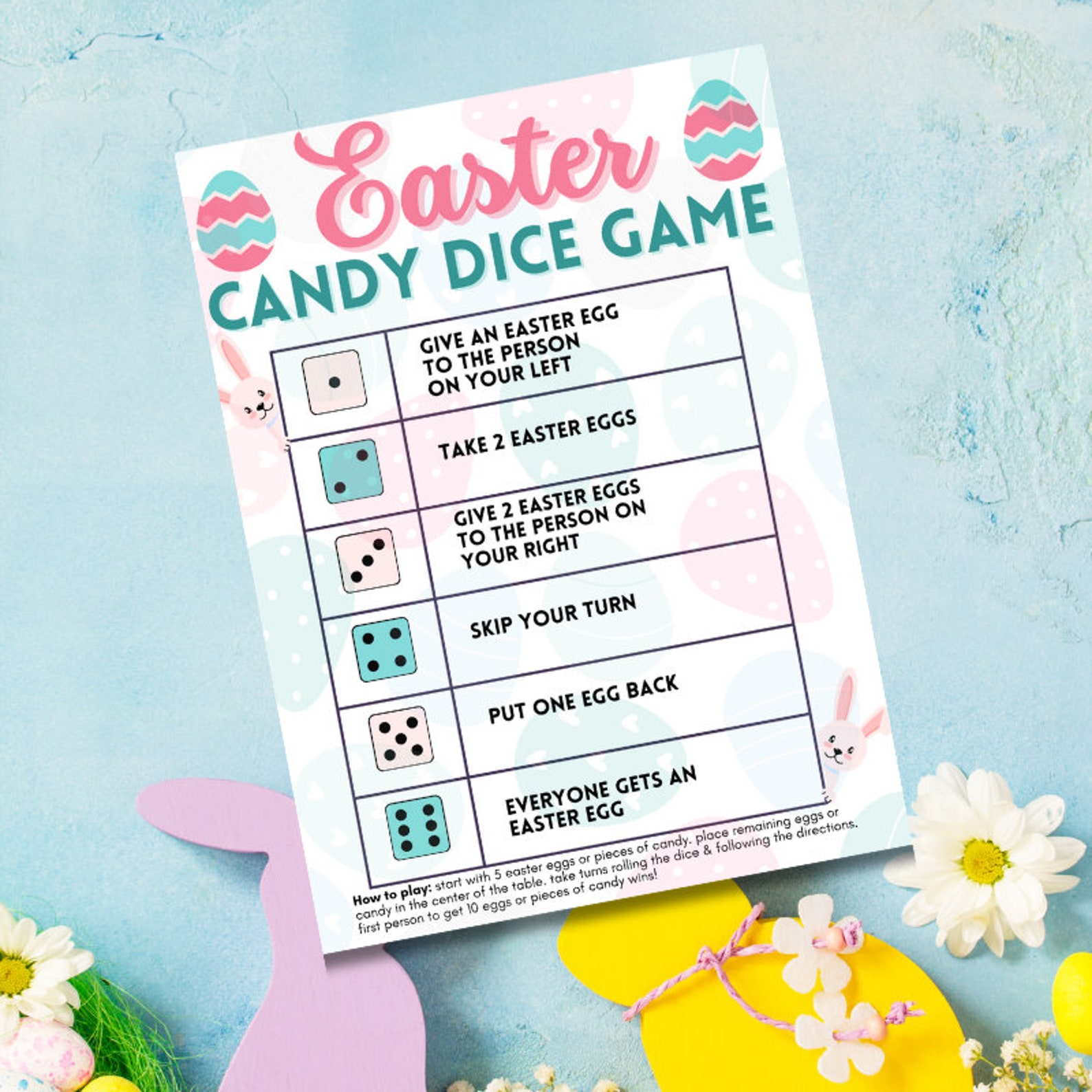 Easter Candy Dice Game, Kids Party Activity, Family Fun (printable) - Etsy