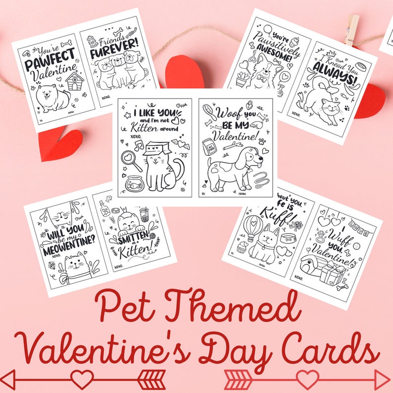 Pet Themed Printable Valentine's Day Cards - Etsy