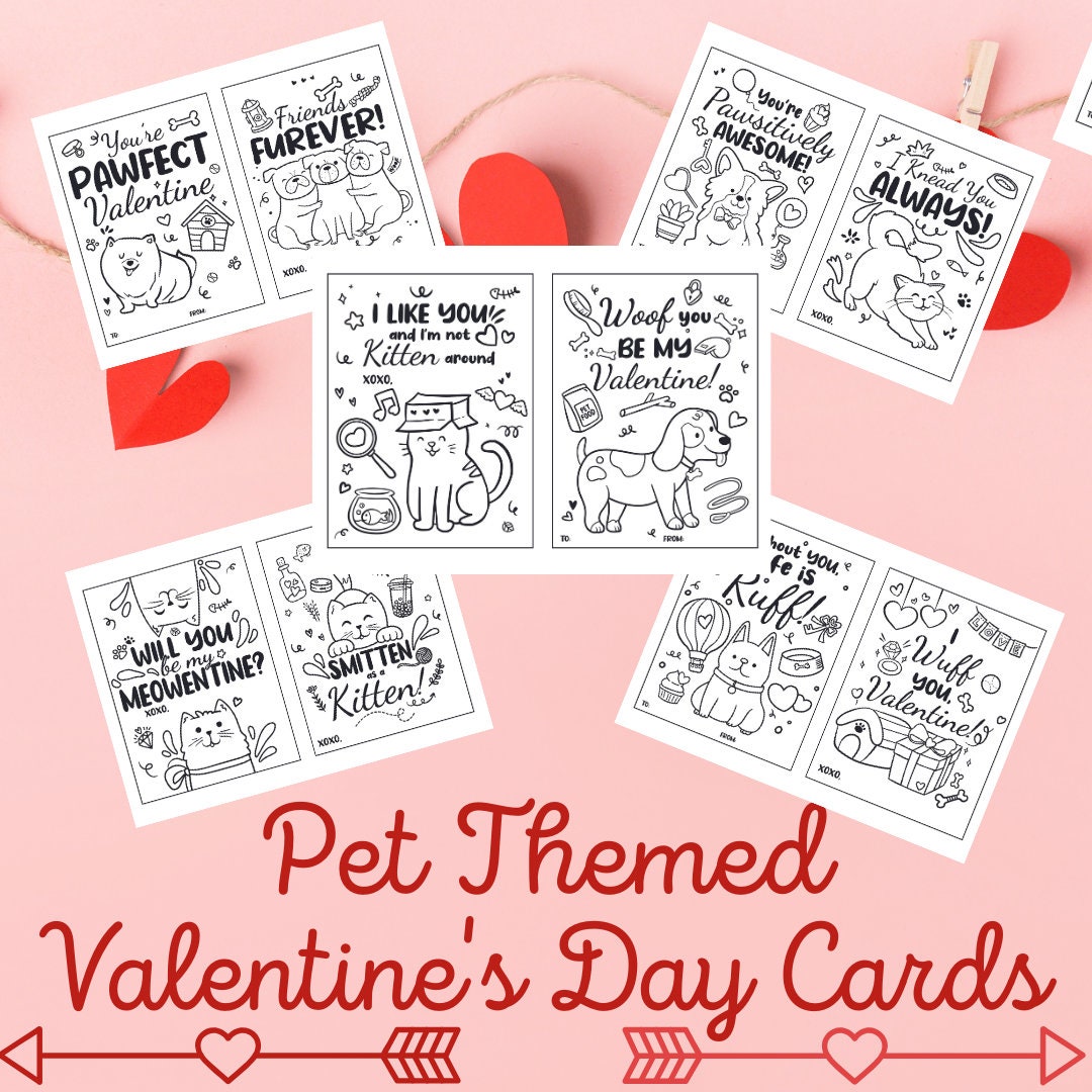 Pet Themed Printable Valentine's Day Cards - Etsy