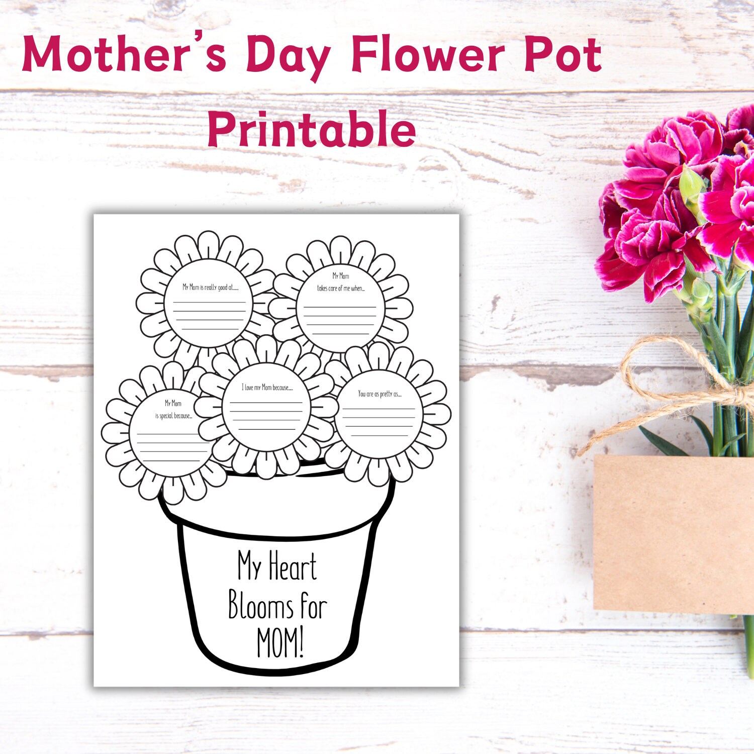 Mothers Day Flower Pot Printable - Etsy