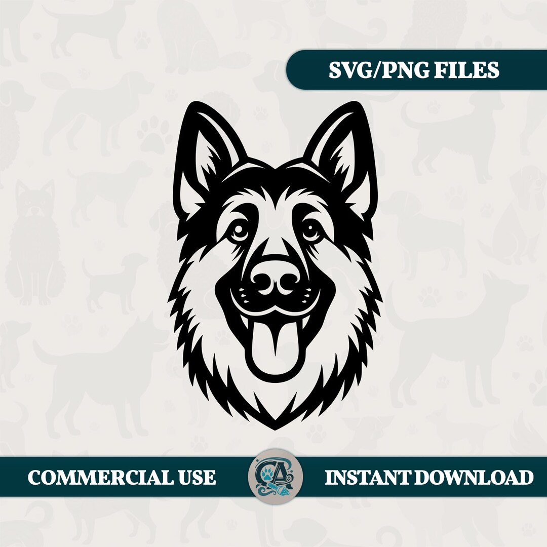Happy German Shepherd DSH SVG PNG Silhouette Clipart Instant Download ...