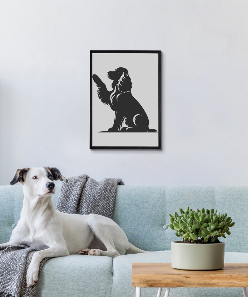 Cocker Spaniel Dog Silhouette High Five, Paw Vector Cut File, Digital ...