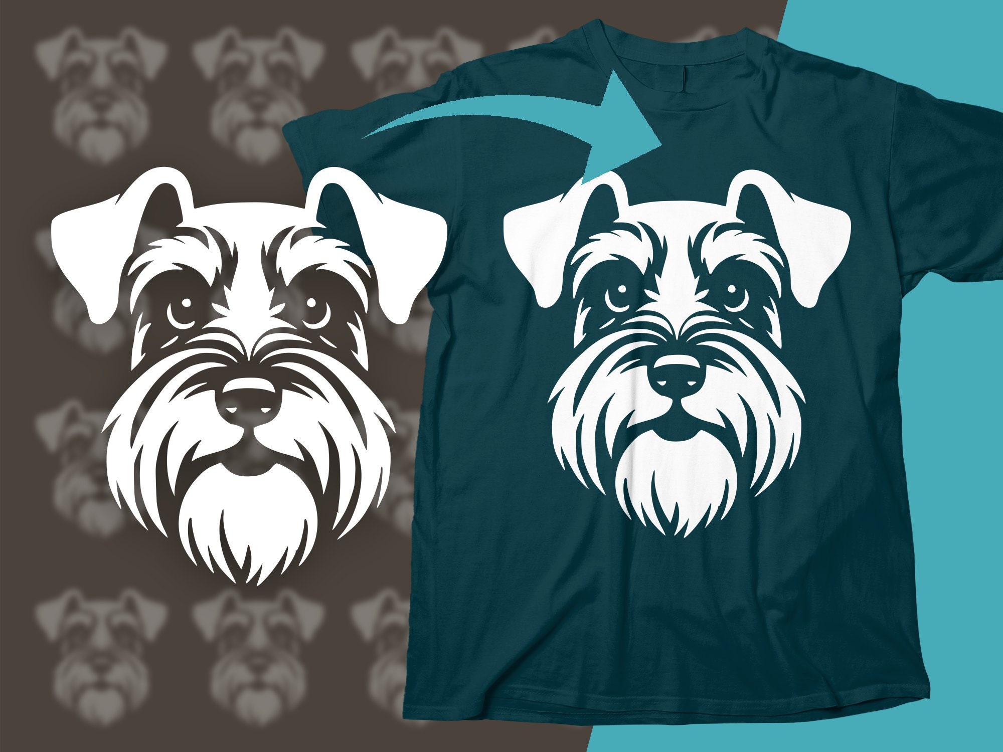 Schnauzer Portrait SVG Bundle (png, Pdf, Eps, Dxf Vector Files, White ...