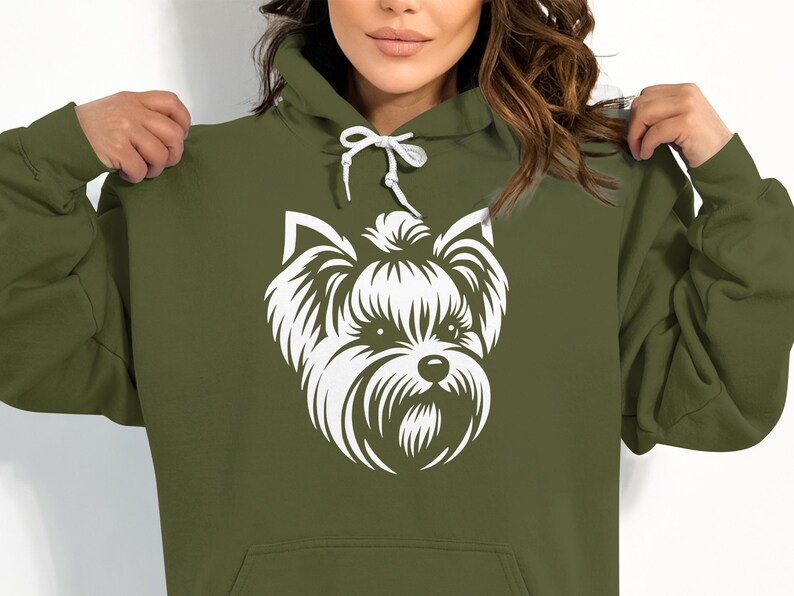 Yorkshire Terrier Portrait SVG Bundle Png, Pdf , Eps, Dxf Vector Files, White on Black, Instant ...