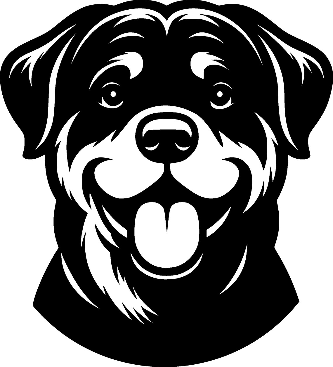 Happy Rottweiler Rotti Head Portrait SVG PNG Silhouette Clipart Instant ...
