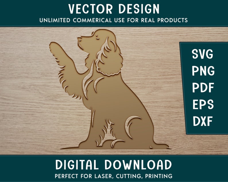 Cocker Spaniel Dog Silhouette High Five, Paw Vector Cut File, Digital ...