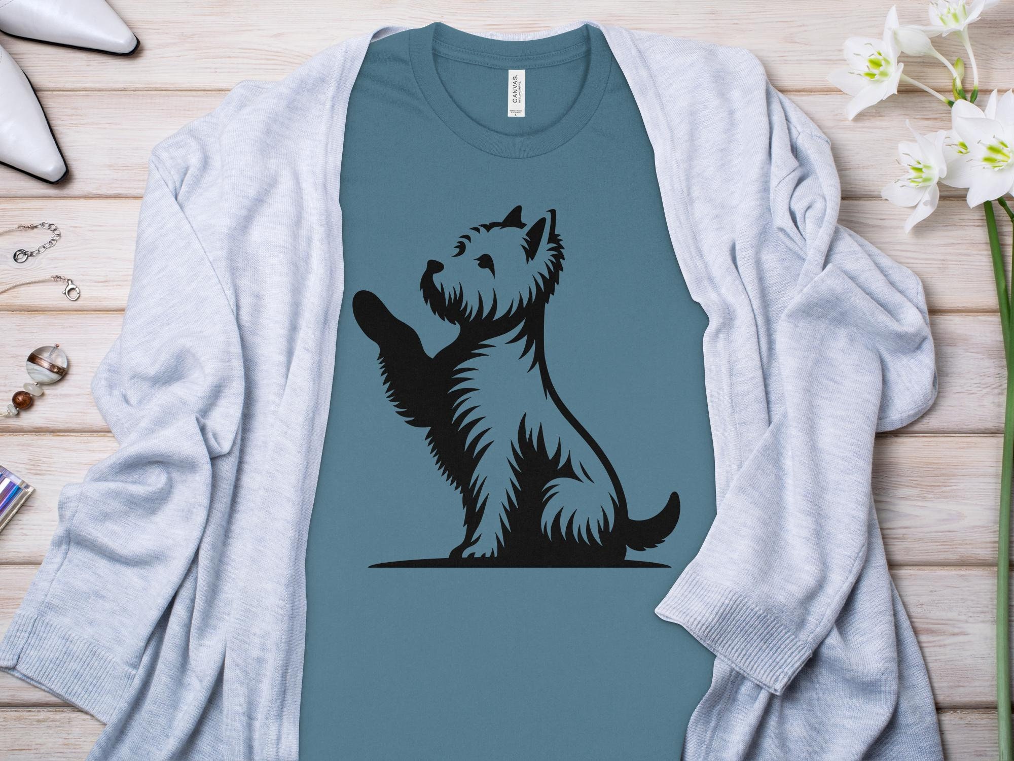 Westie Westhighland White Terrier Silhouette High Five, Paw Vector Cut ...