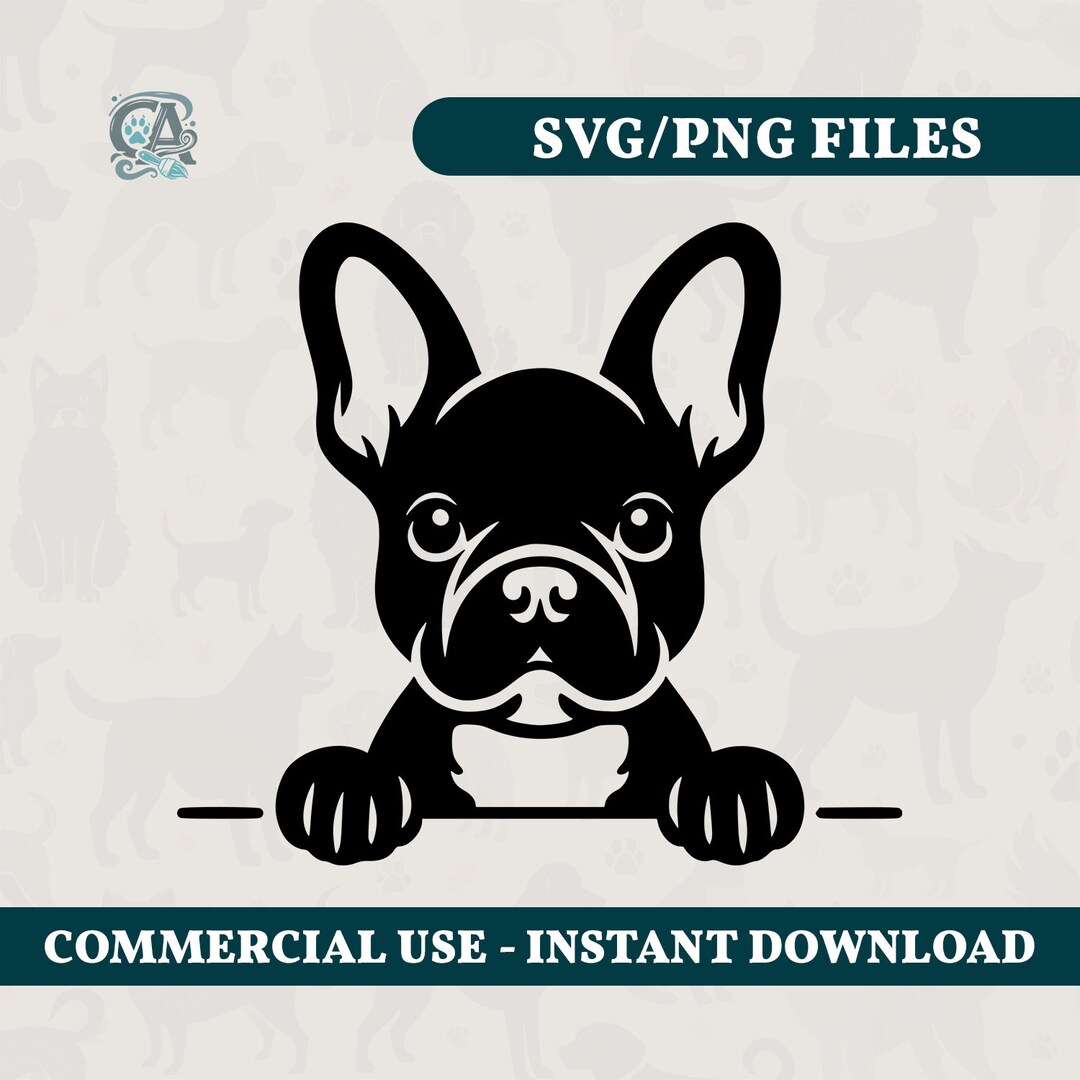 Peeking Frenchy French Bulldog SVG PNG Silhouette Clipart Instant ...