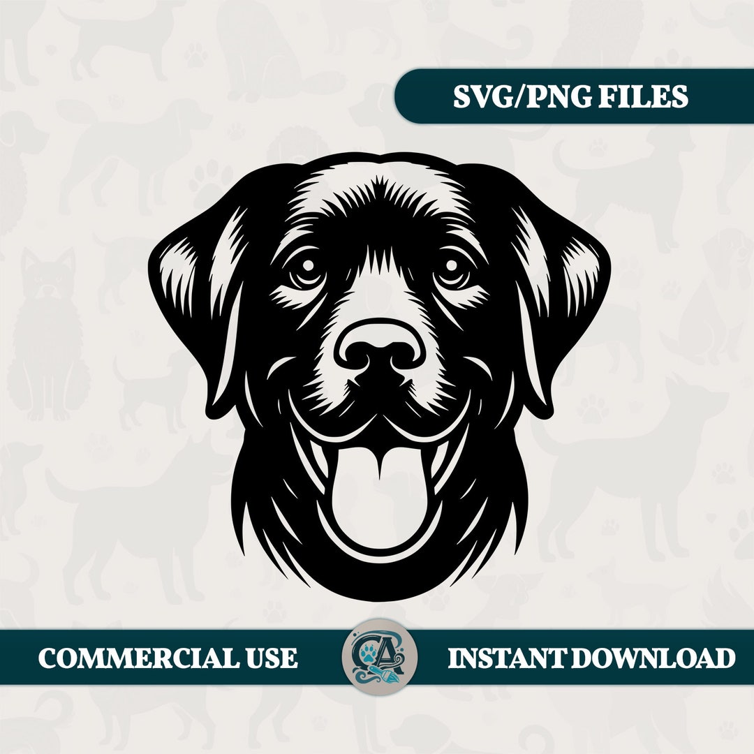 Happy Black Labrador Retriever Labi SVG PNG Silhouette Clipart Instant ...